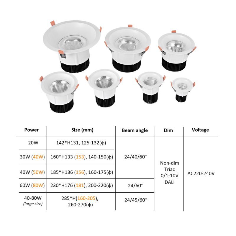 Recessed Downlight Large Size 10inch 8inch & Power 80W 60W | Stechlux